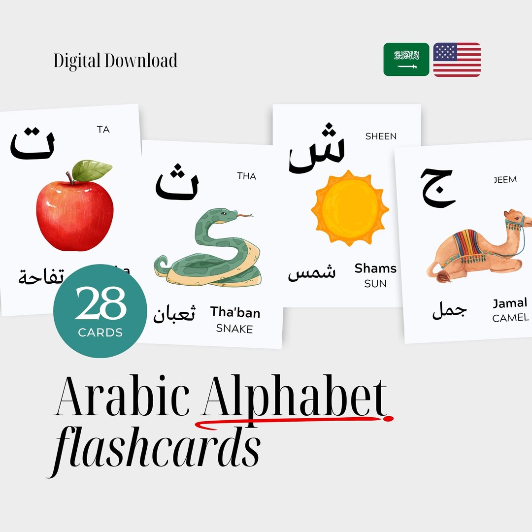 Arabic Alphabet Flashcards With English Translations – Bilingual ...
