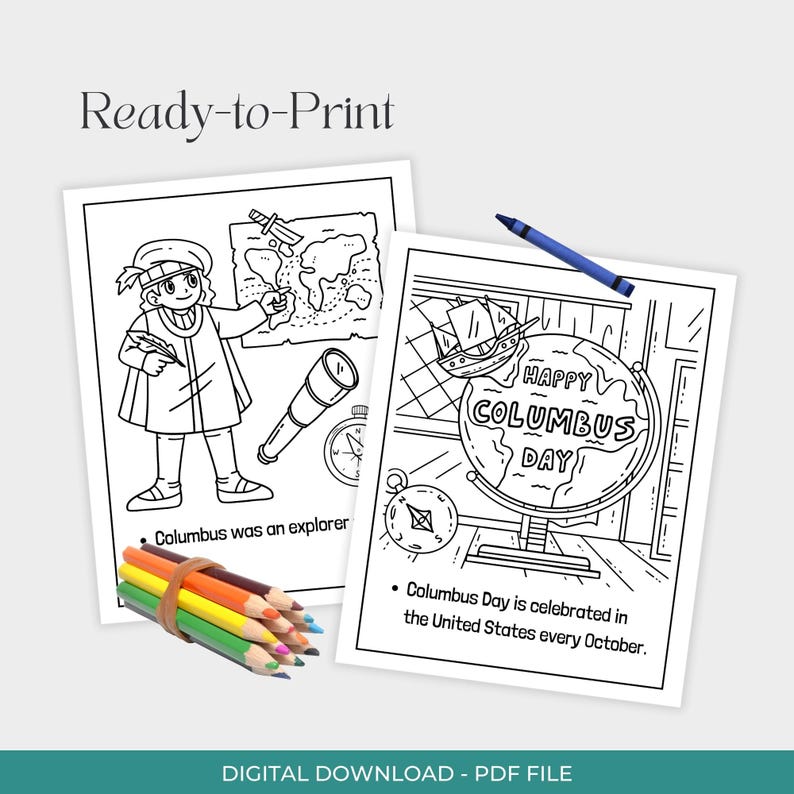 Columbus Day Coloring Pages With Fun Facts | 15 Printable Educational ...