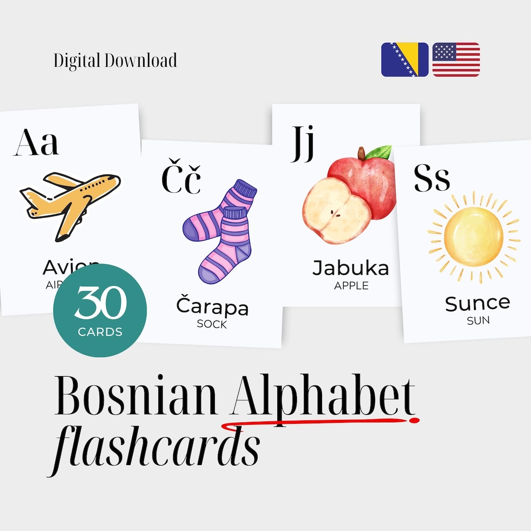 Bosnian Alphabet Flashcards With English Translations – Bilingual ...