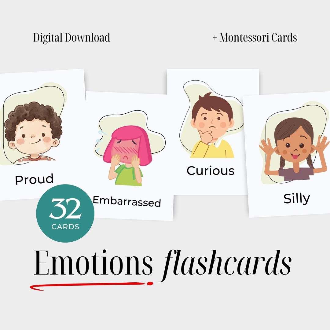 Emotions Flashcards for Kids - 32 Feelings Cards Printable - Social ...