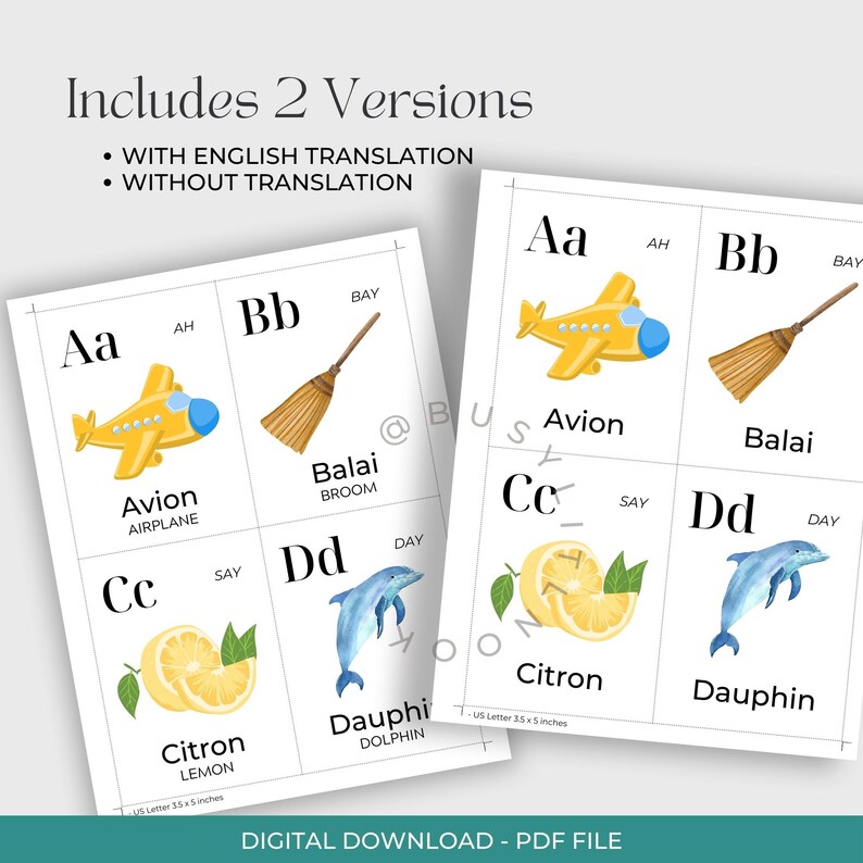 French Alphabet Flashcards With English Translations – Bilingual ...