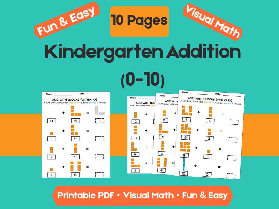 Kindergarten Addition Worksheets | Add Within 10 | No-prep Math ...