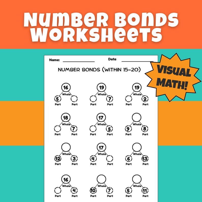 Number Bonds Worksheets (within 15-20) BUNDLE | Kindergarten & 1st ...