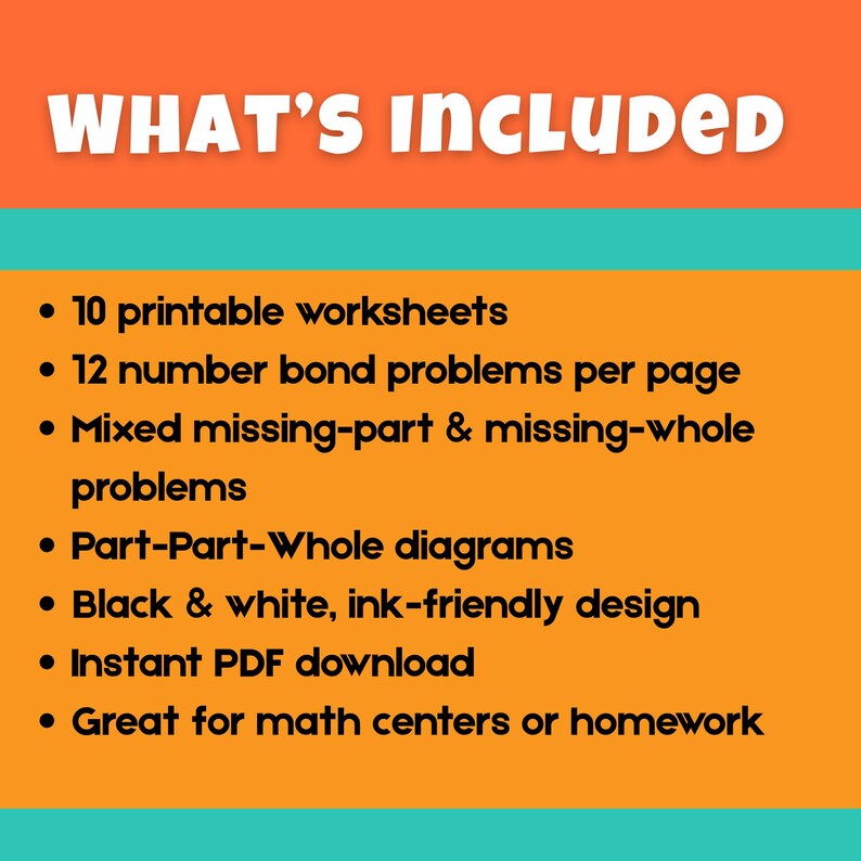 Number Bonds Worksheets (within 20) | Kindergarten & 1st Grade Math ...