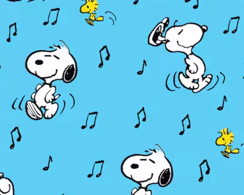 Snoopy Music Fabric 100% Cotton - Etsy