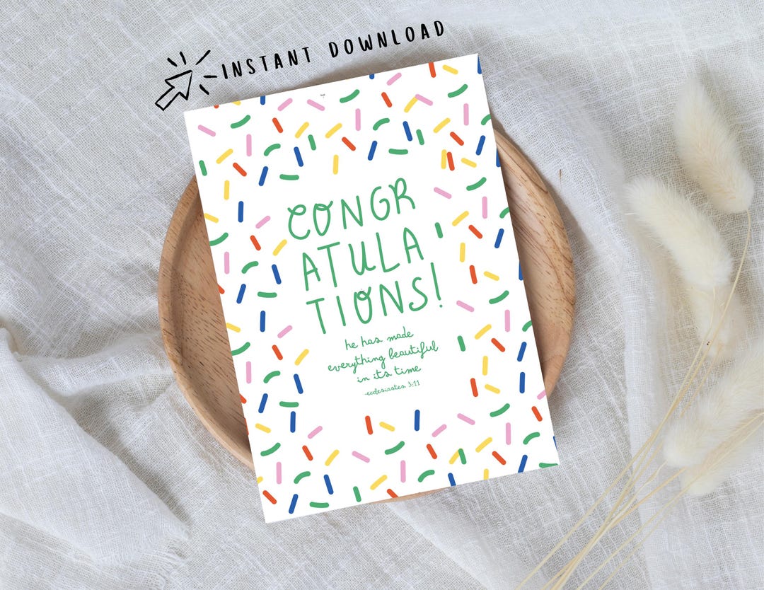 Congratulations Card: Scripture Greeting Card, Rainbow Confetti (PDF ...
