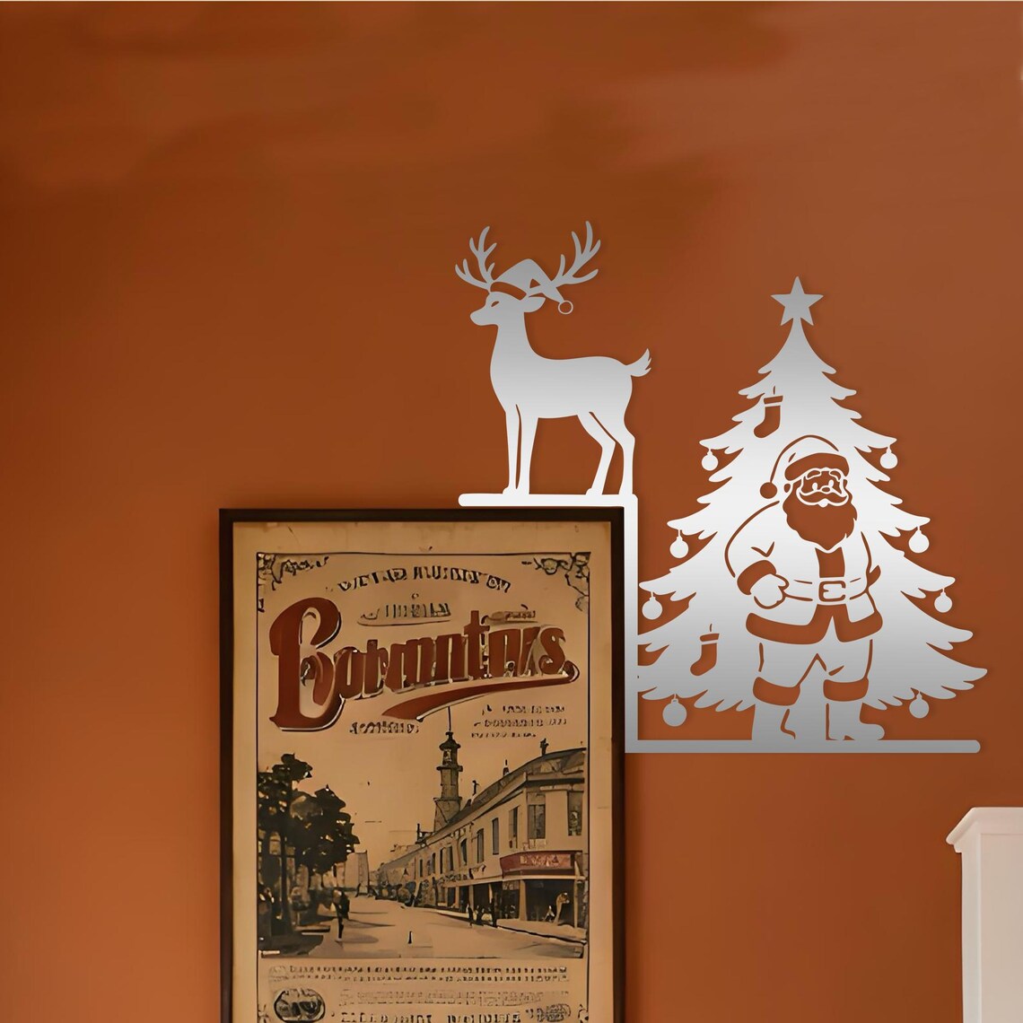 Metal,iron,steel Decor, Wall Decor, Home Decor,santa Claus,reindeer ...