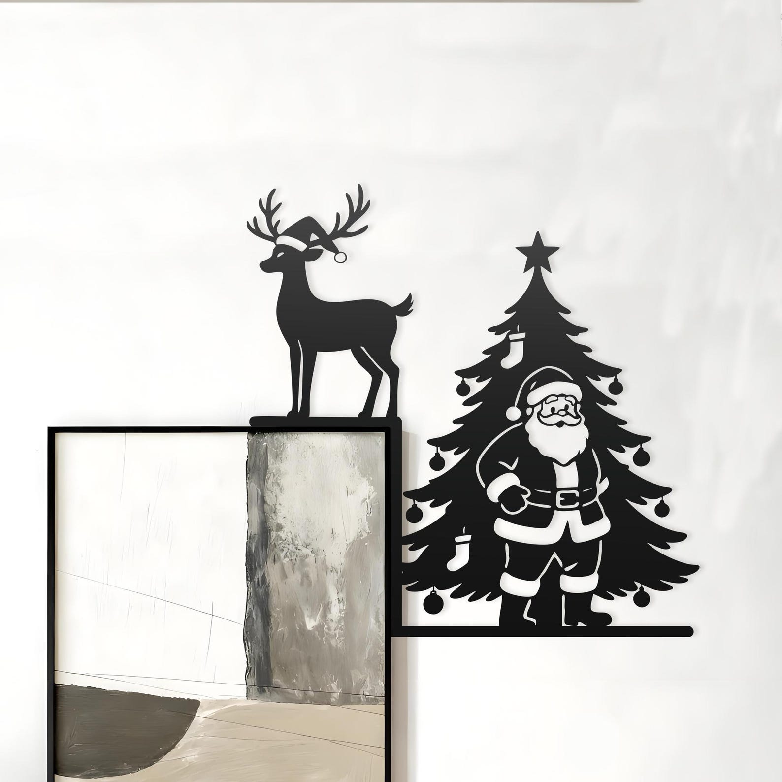 Metal,iron,steel Decor, Wall Decor, Home Decor,santa Claus,reindeer ...