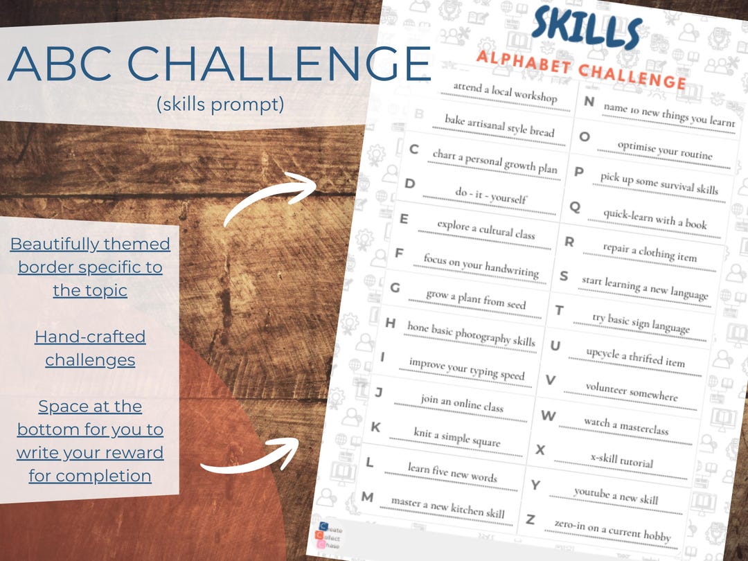 ABC Challenge Skills Prompt - Etsy