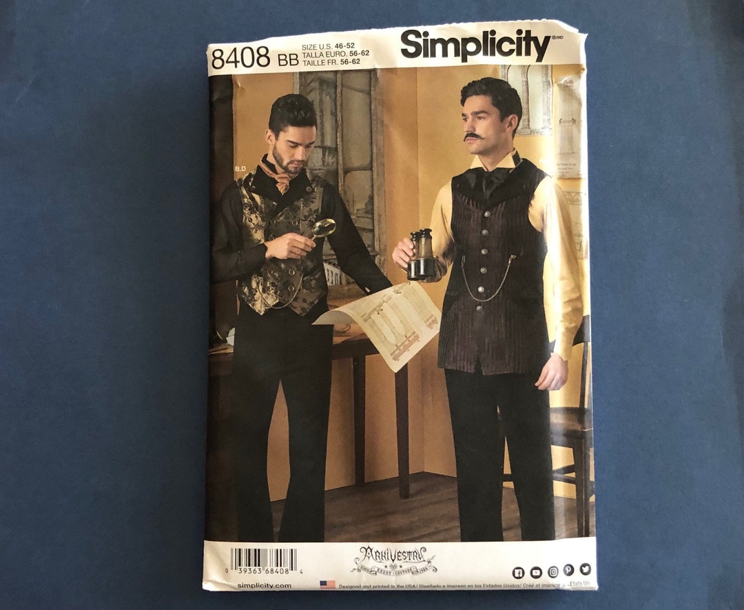 Simplicity Sewing Pattern 8408 Men's Shirt & Vests Size BB 46-52 ...