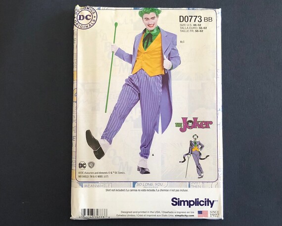 DC Comics the Joker Simplicity Sewing Pattern D0773 Men's | Etsy
