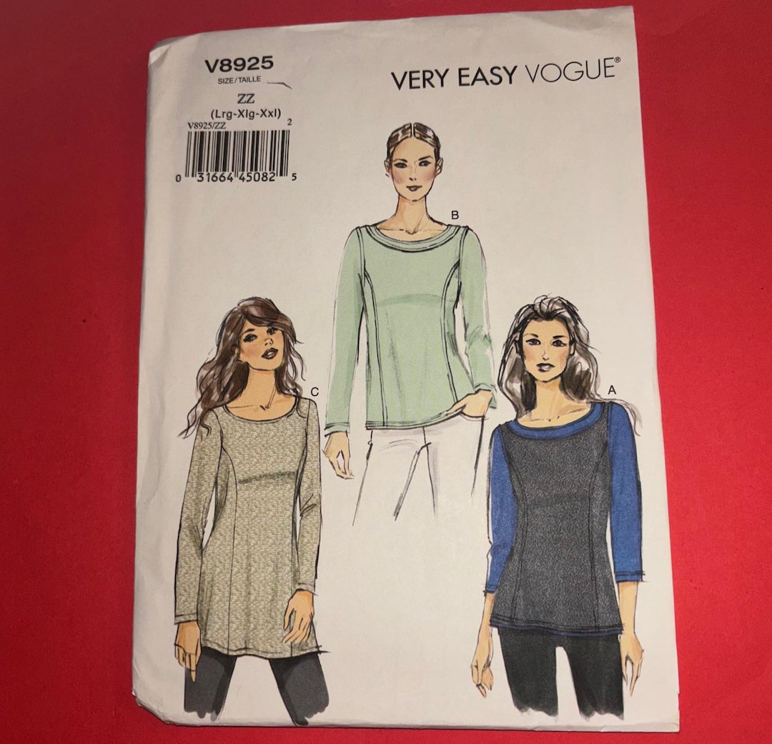 Vogue Sewing Pattern Very Easy Vogue V8925 Misses' Top Size ZZ Lrg-xlg ...