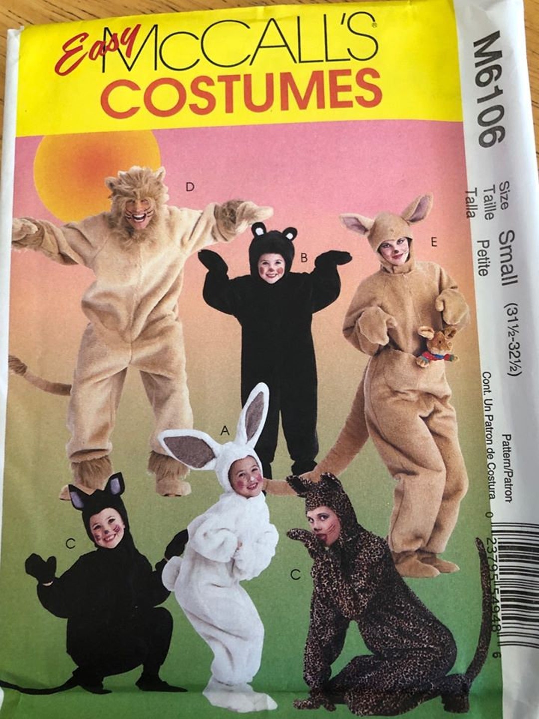 Easy Mccall's Costume Sewing Pattern M6106 Adult's Animal Costumes ...