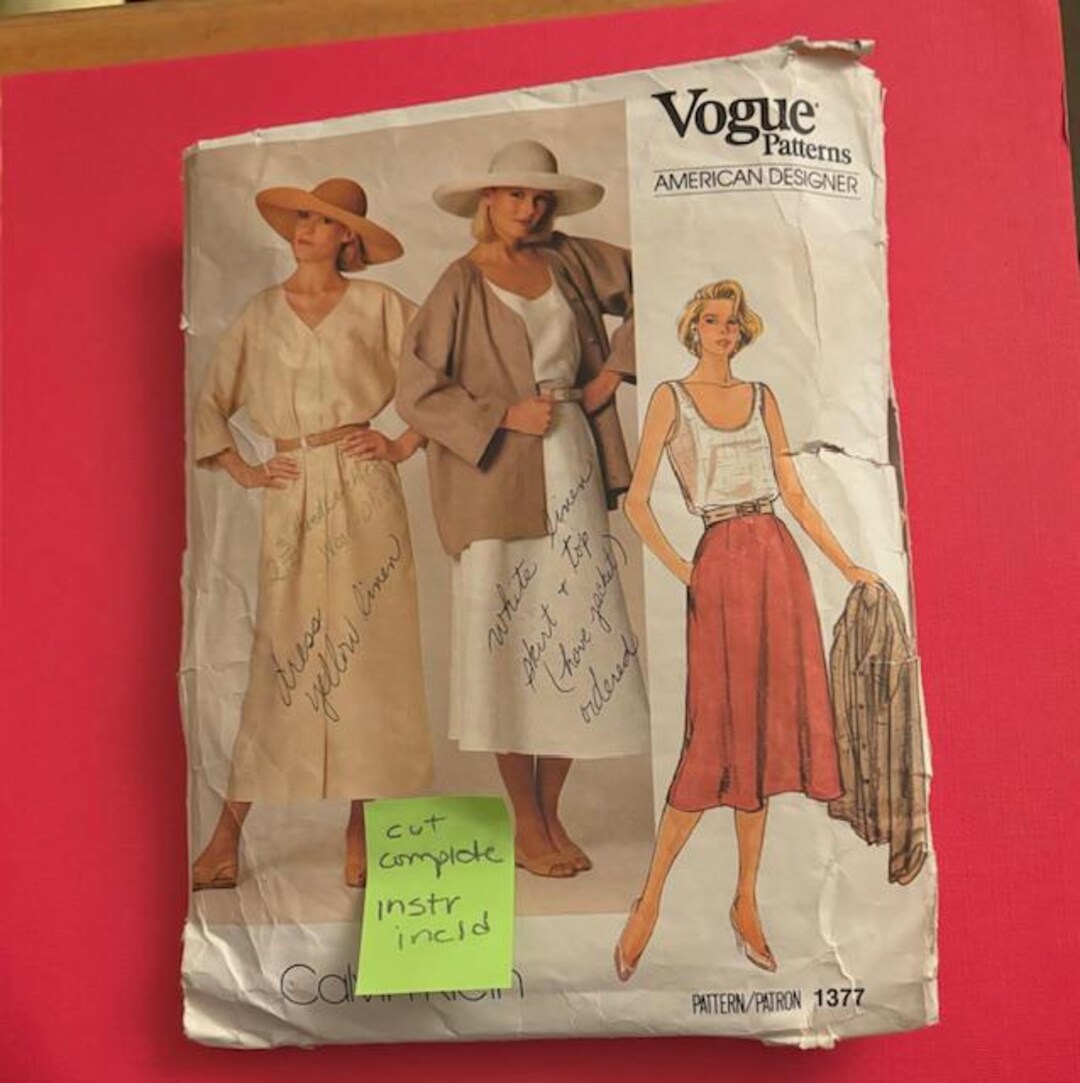 Vogue Sewing Pattern American Designer Calvin Klein 1377 Misses' Jacket ...