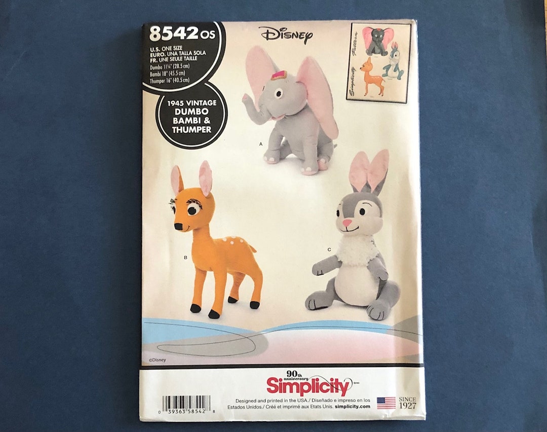 Simplicity Sewing Pattern 8542 Vintage Looking Stuffed Dumbo, Bambi ...