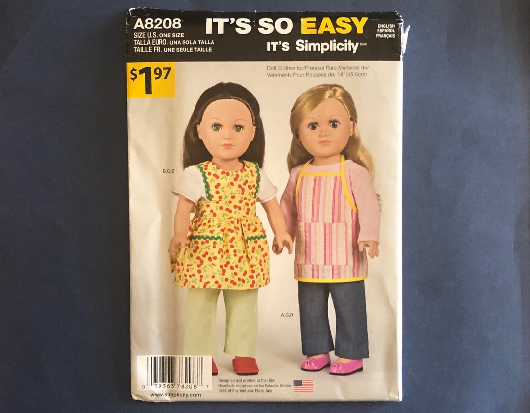 Simplicity It's so Easy Sewing Pattern A8208 18 Doll Clothes Complete ...