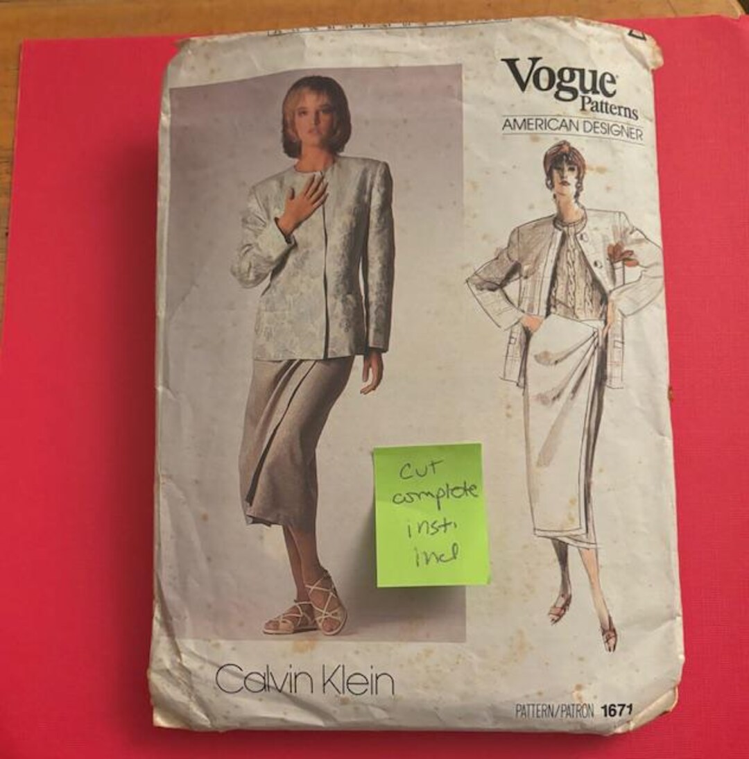 Vogue Sewing Pattern American Designer Calvin Klein 1671 Misses' Jacket ...
