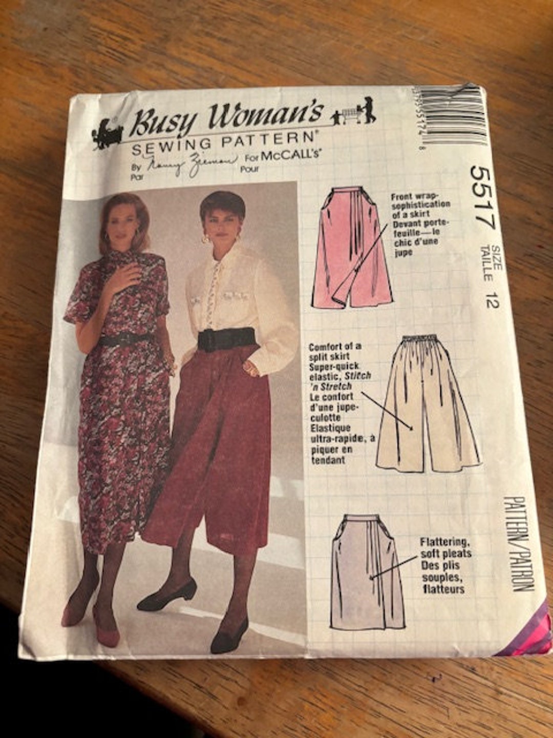 Busy Woman's Sewing Pattern for Mccall's 5517 Misses' Split Skirt Size ...