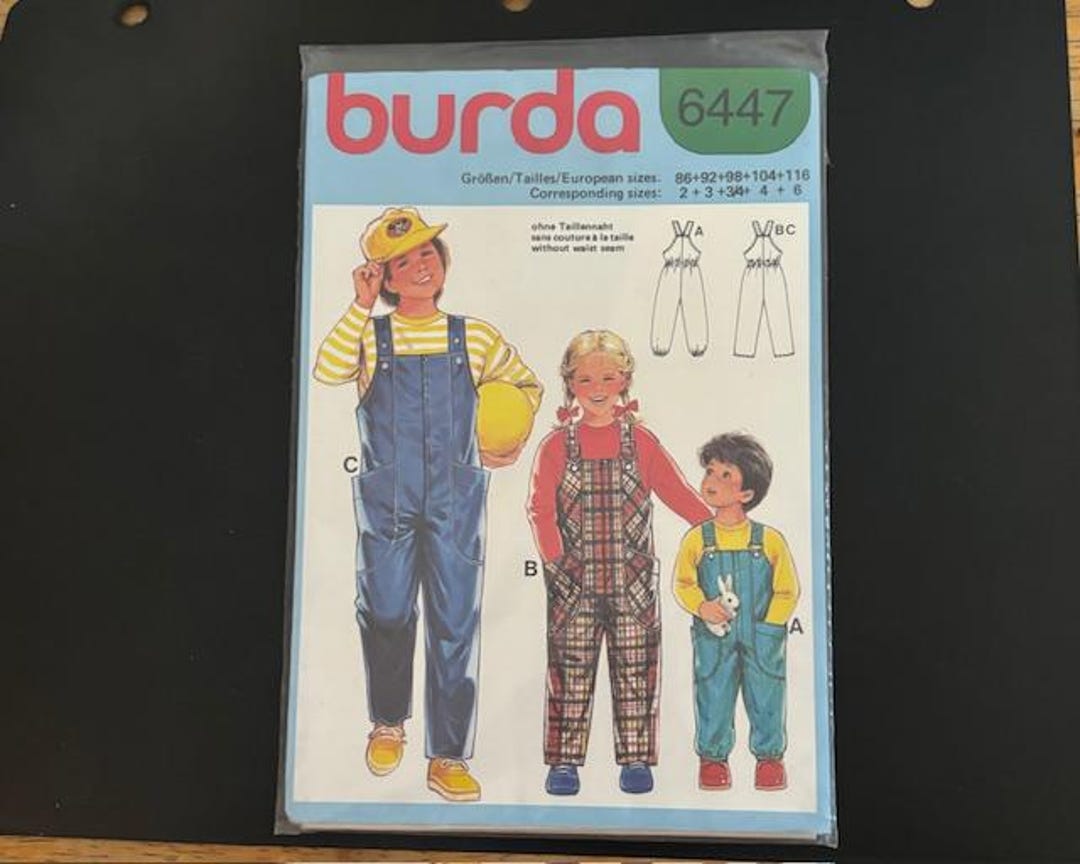 Burda Sewing Pattern 6447 Kid's Overalls Size 2, 3 3/4, 4 and 6 New ...