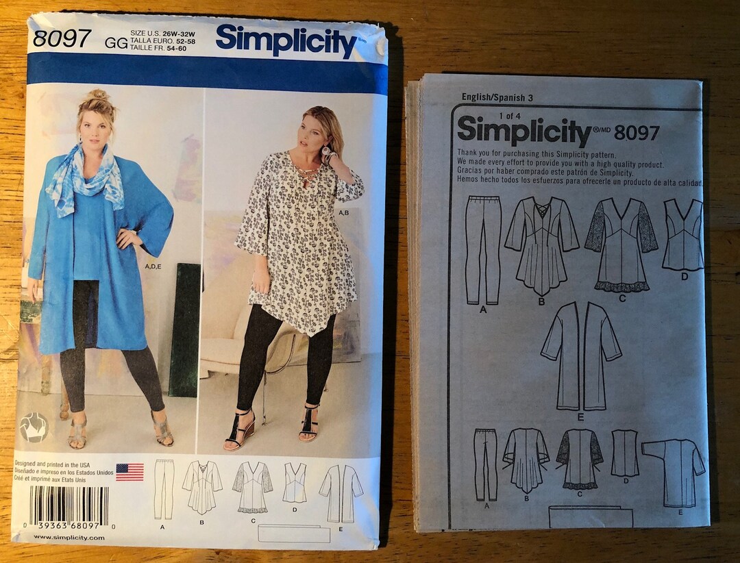 Simplicity Sewing Pattern 8097 Women's Tunic Top Kimono Scarf and Knit ...