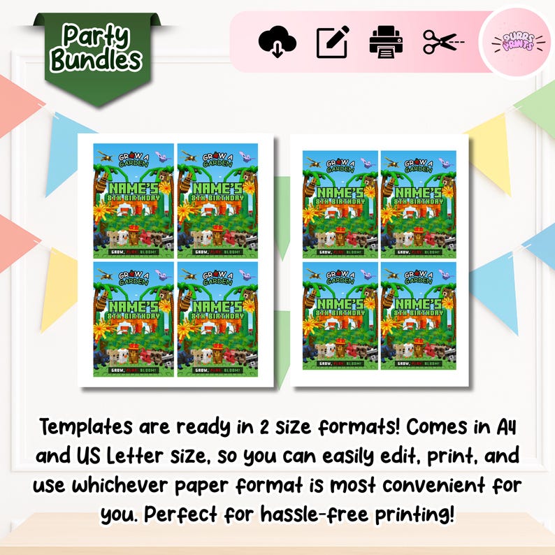 Roblox Grow a Garden Birthday Party 5 in 1 Bundle, Party Favors, Blox ...