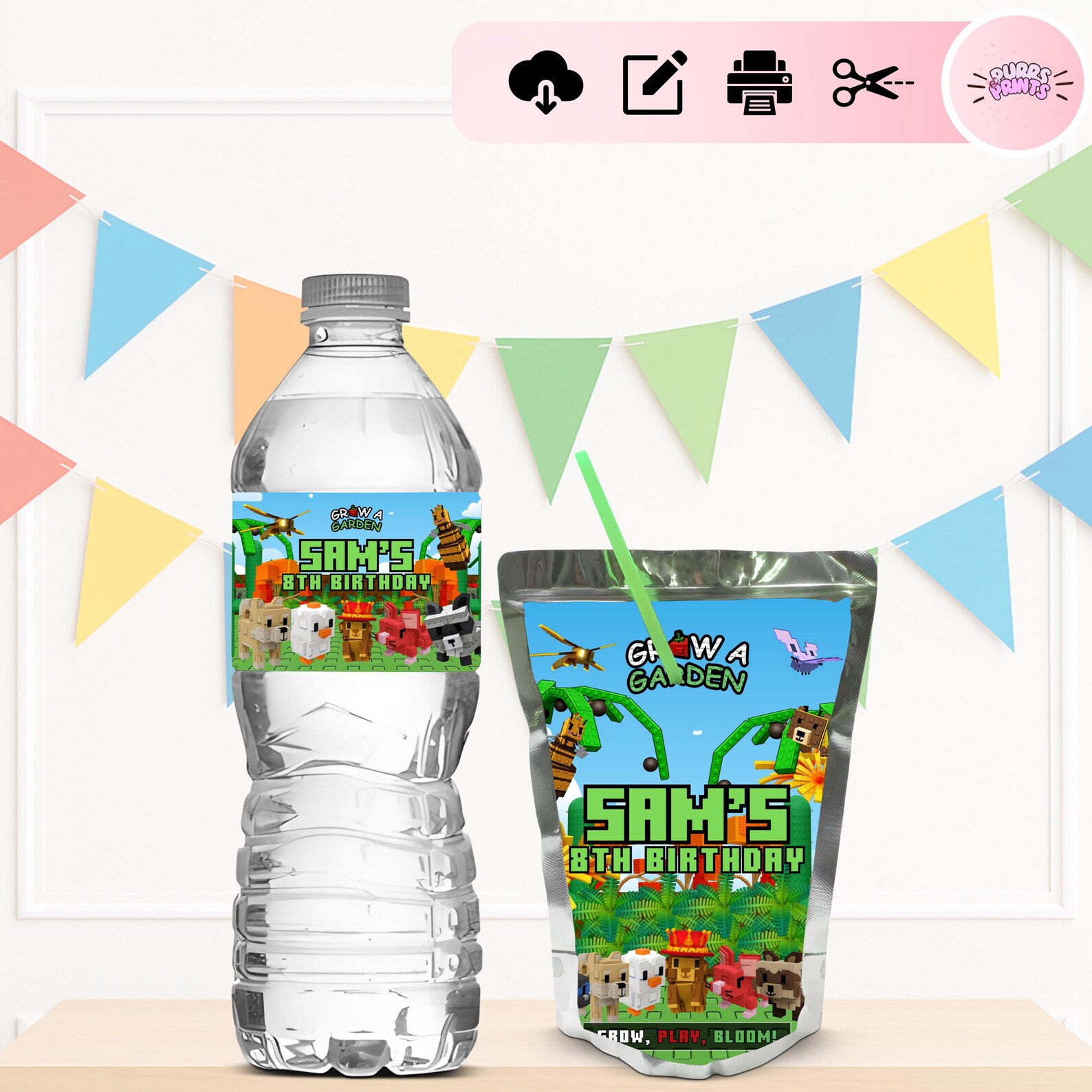 Roblox Grow a Garden Birthday Party Bundle: 10-in-1 Editable Canva ...