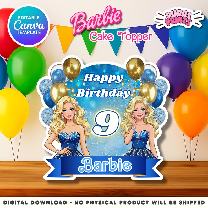 Editable Glam Fashion Doll Cake Topper, Personalized Birthday Decor ...