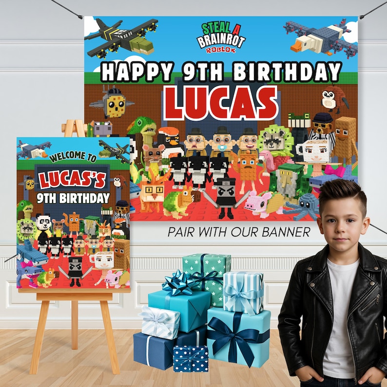 Editable Roblox Birthday Welcome Sign: Canva Template (digital Download ...