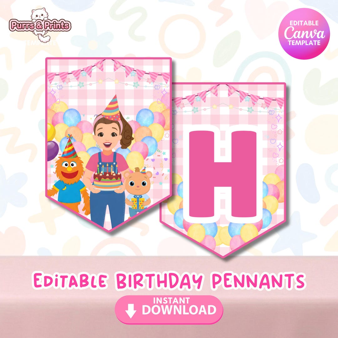 Ms Rachel Birthday Banner | Printable Bunting | Editable Pennants ...