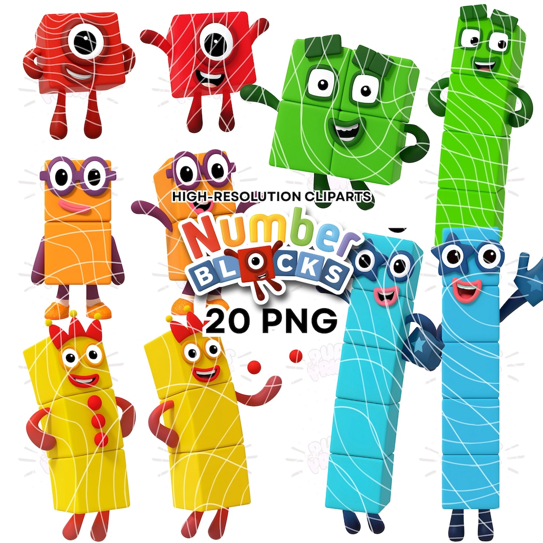Numberblocks Clipart Bundle, 1-10 Numbers, 20 PNG Mages, High ...