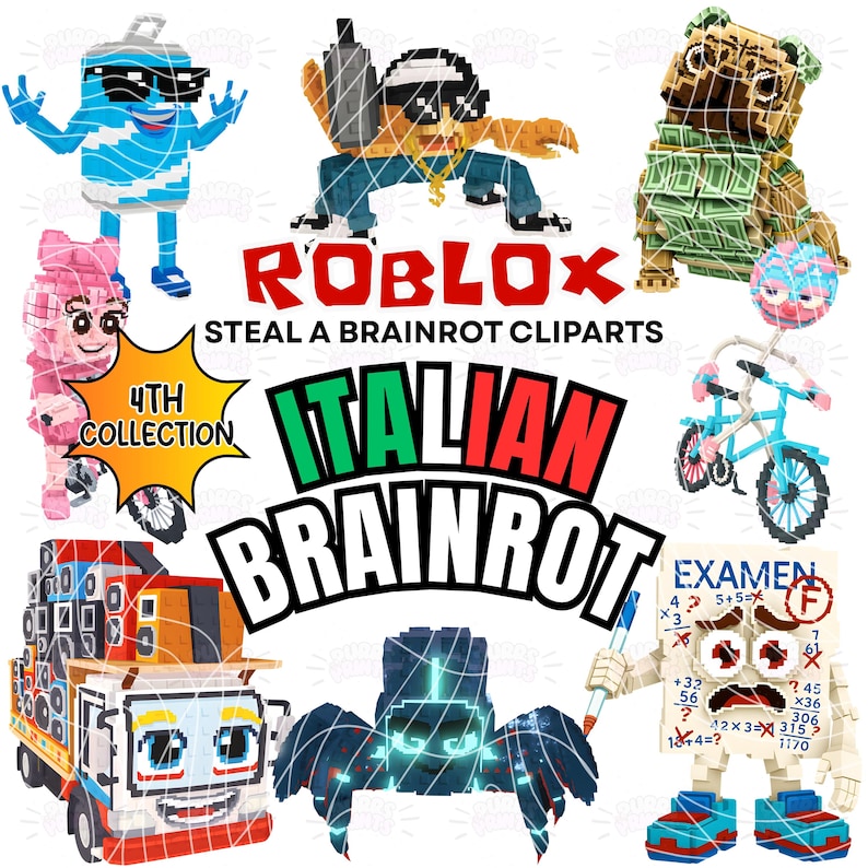 Roblox Brainrot Clipart Bundle PNG | 227 High-resolution 300 DPI ...