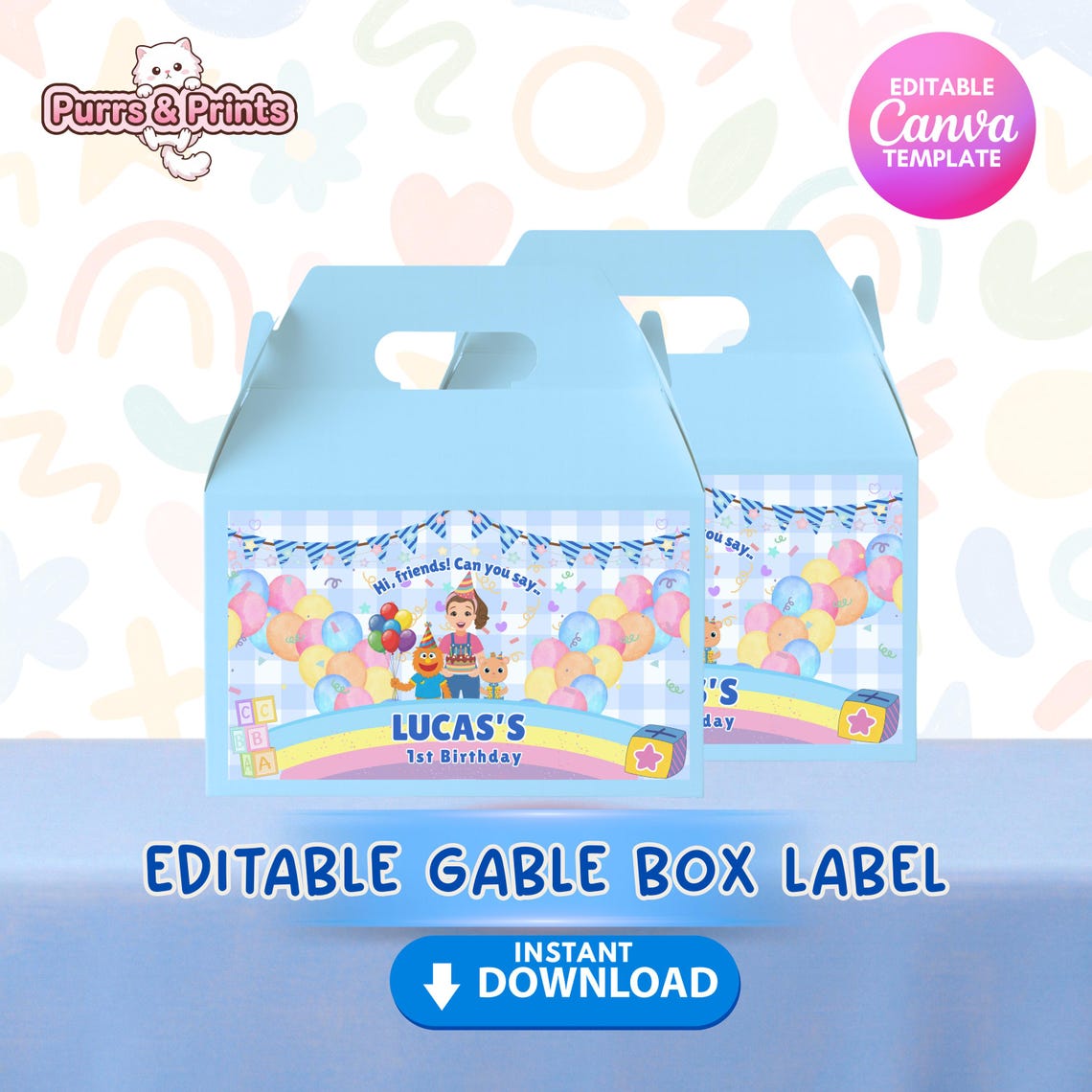 Editable Ms Rachel Gable Box Labels | Printable Party Favor | Blue ...