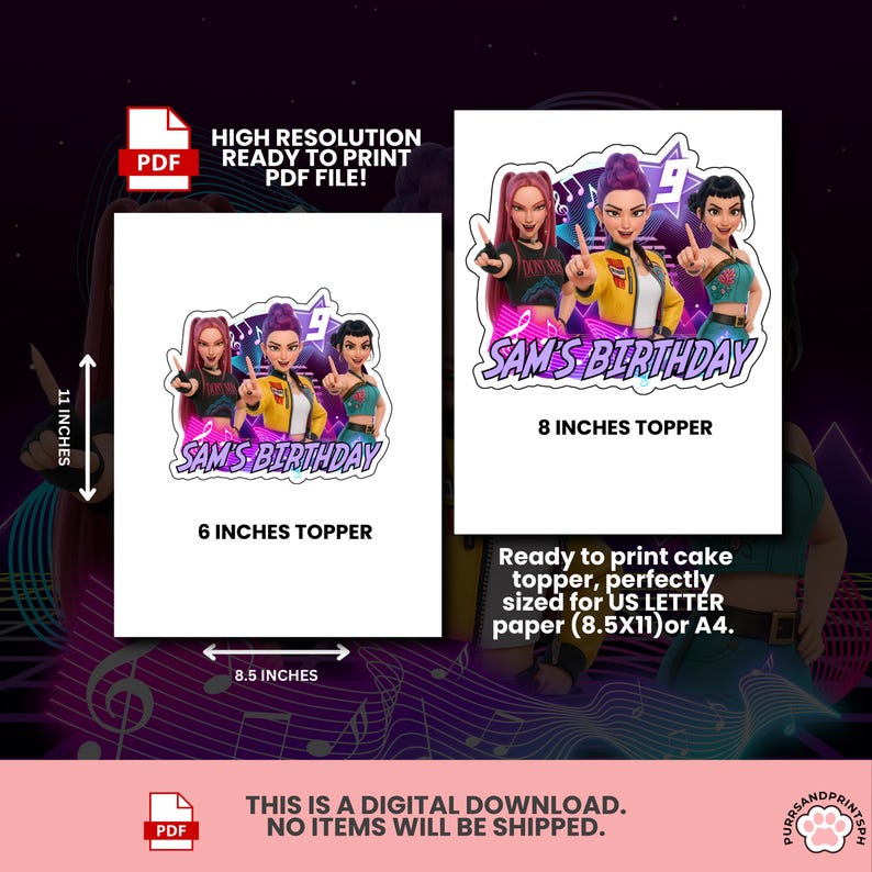 Customize Birthday Kpop Demon Hunters Cake Toppers, Demon Hunters ...