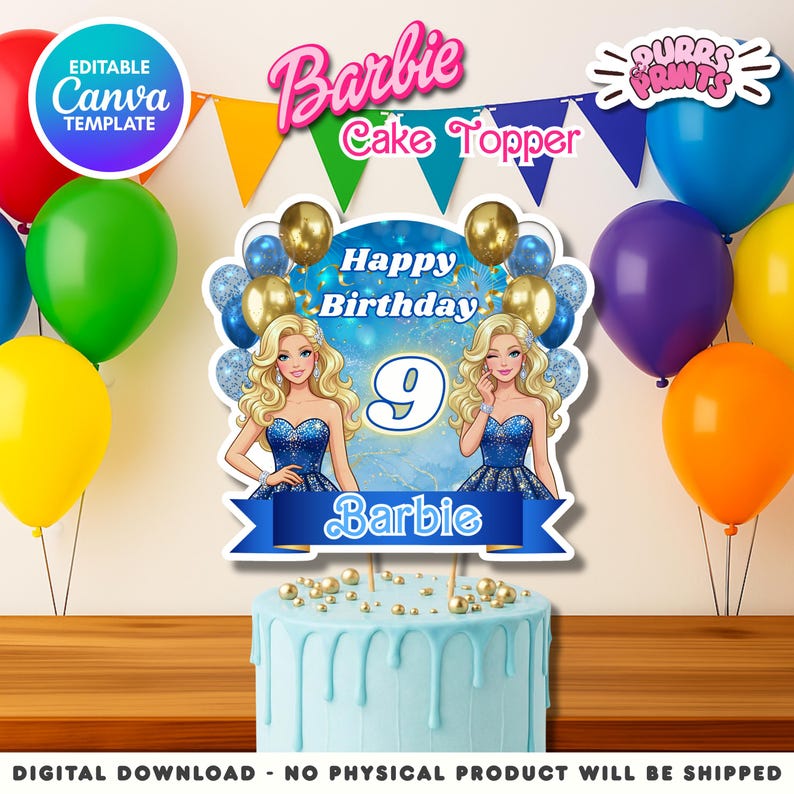 Editable Glam Fashion Doll Cake Topper, Personalized Birthday Decor ...