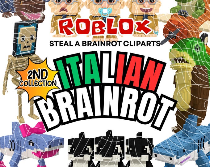 Roblox Brainrot Clipart, 55 PNG, 300 DPI, Steal a Brainrot Stickers ...