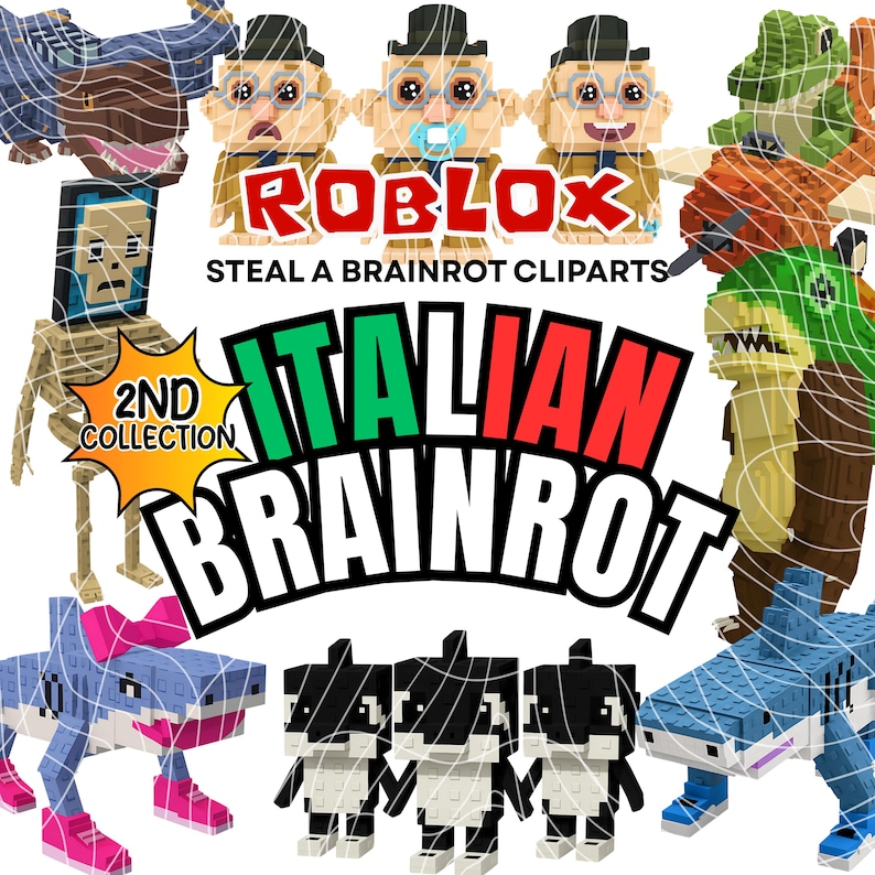 Roblox Brainrot Clipart, 55 PNG, 300 DPI, Steal a Brainrot Stickers ...