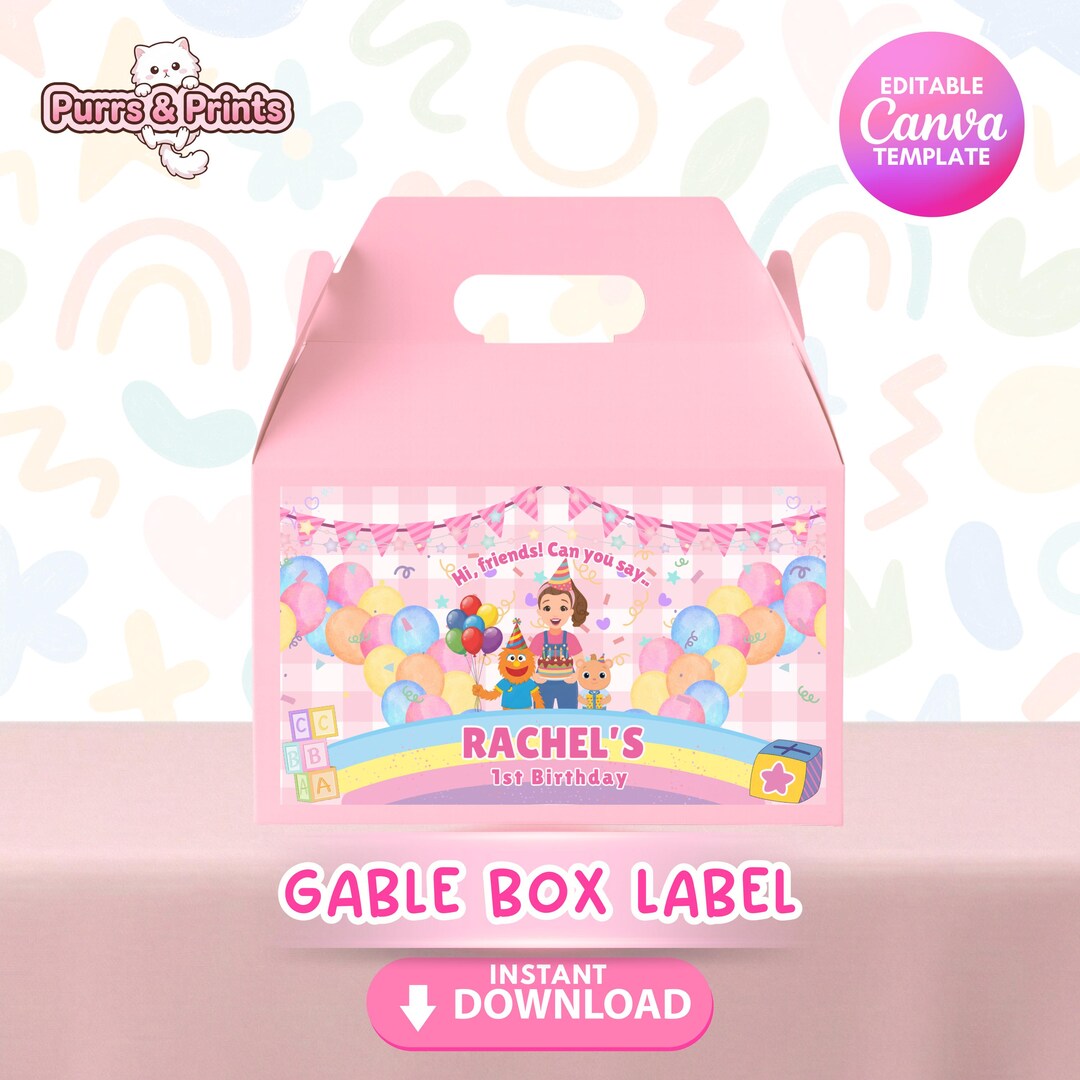 Editable Ms Rachel Gable Box Labels | Printable Party Favor | Pink ...