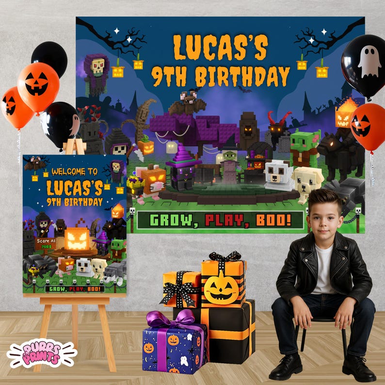 Editable Halloween Welcome Sign | Roblox Grow a Garden Inspired Party ...