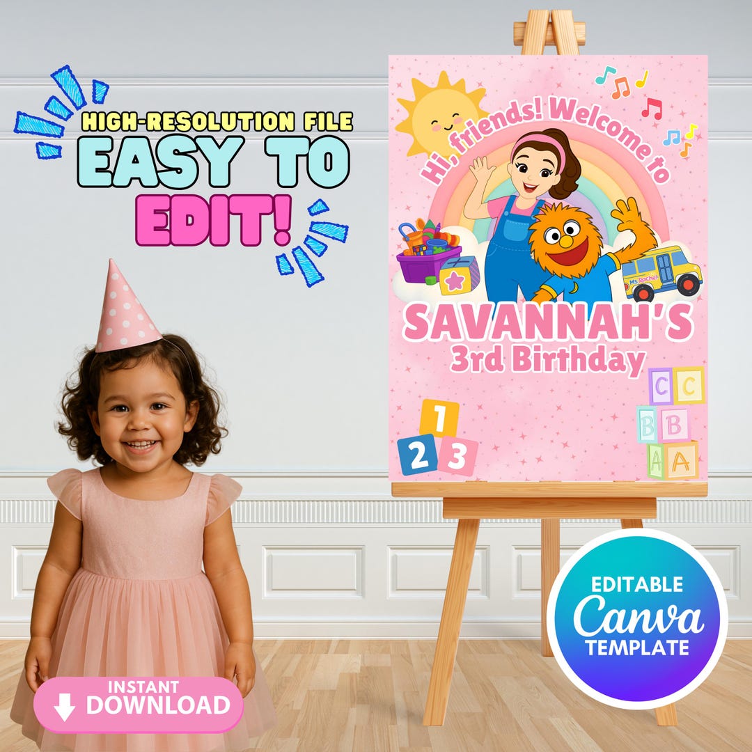Miss Rachel Birthday Welcome Sign Design 1 | Editable Canva Template ...