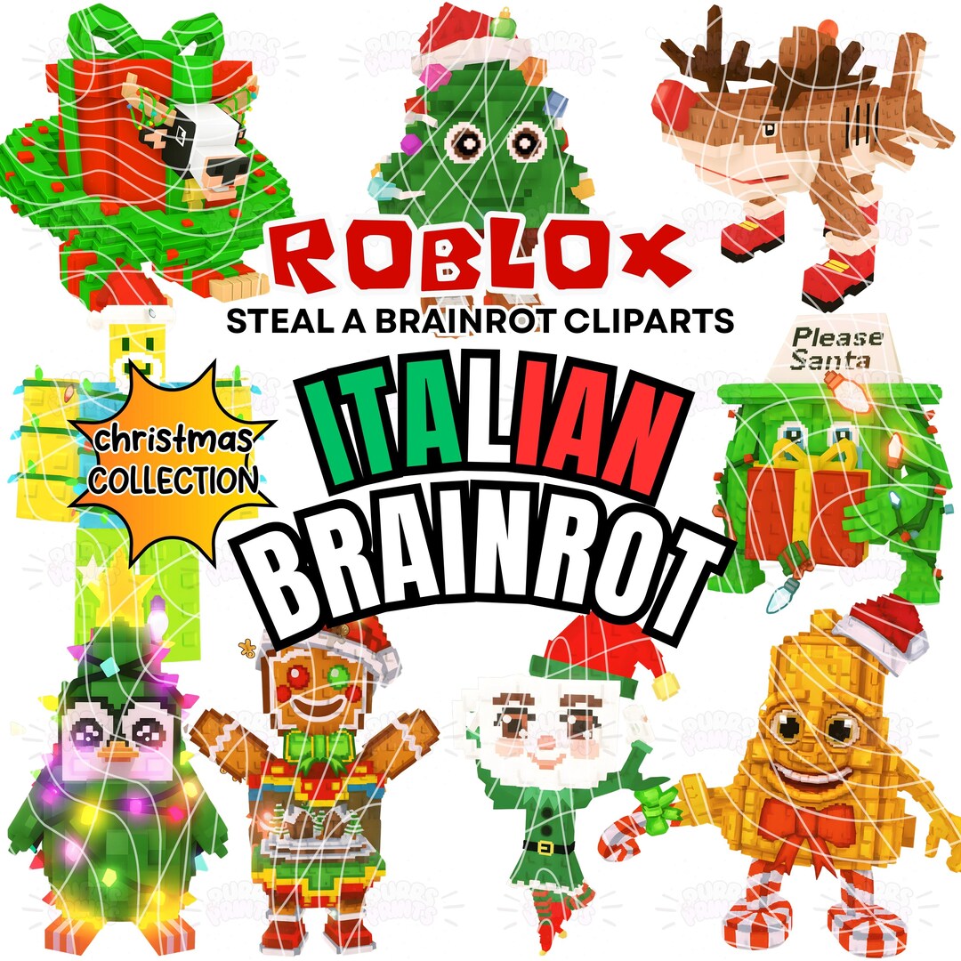 Roblox Christmas Brainrot Clipart, 27 PNG, 300 DPI, Steal a Brainrot ...