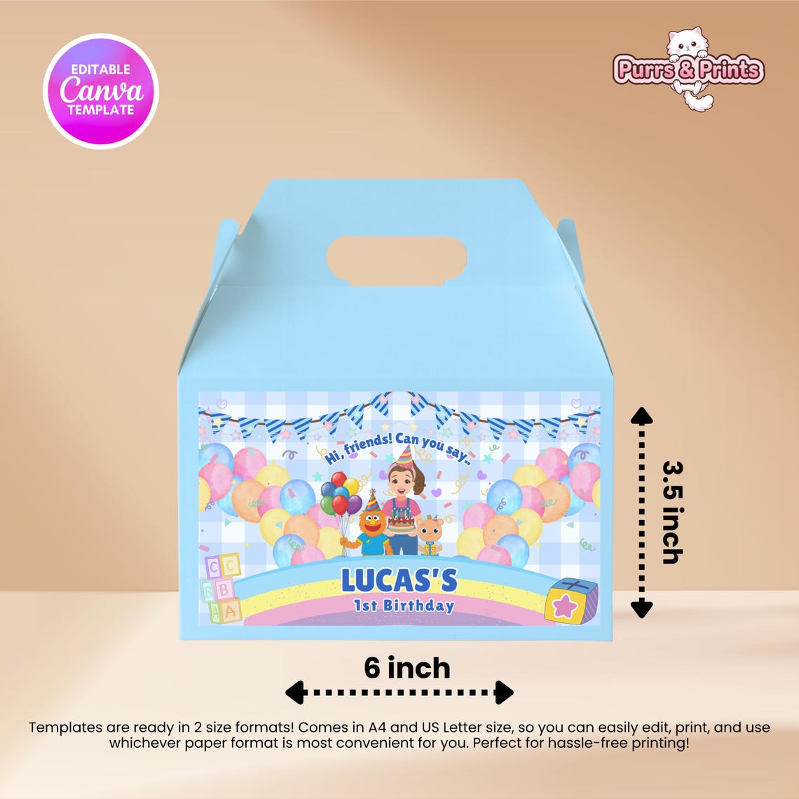 Editable Ms Rachel Gable Box Labels | Printable Party Favor | Blue ...