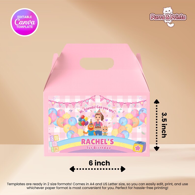 Editable Ms Rachel Gable Box Labels | Printable Party Favor | Pink ...