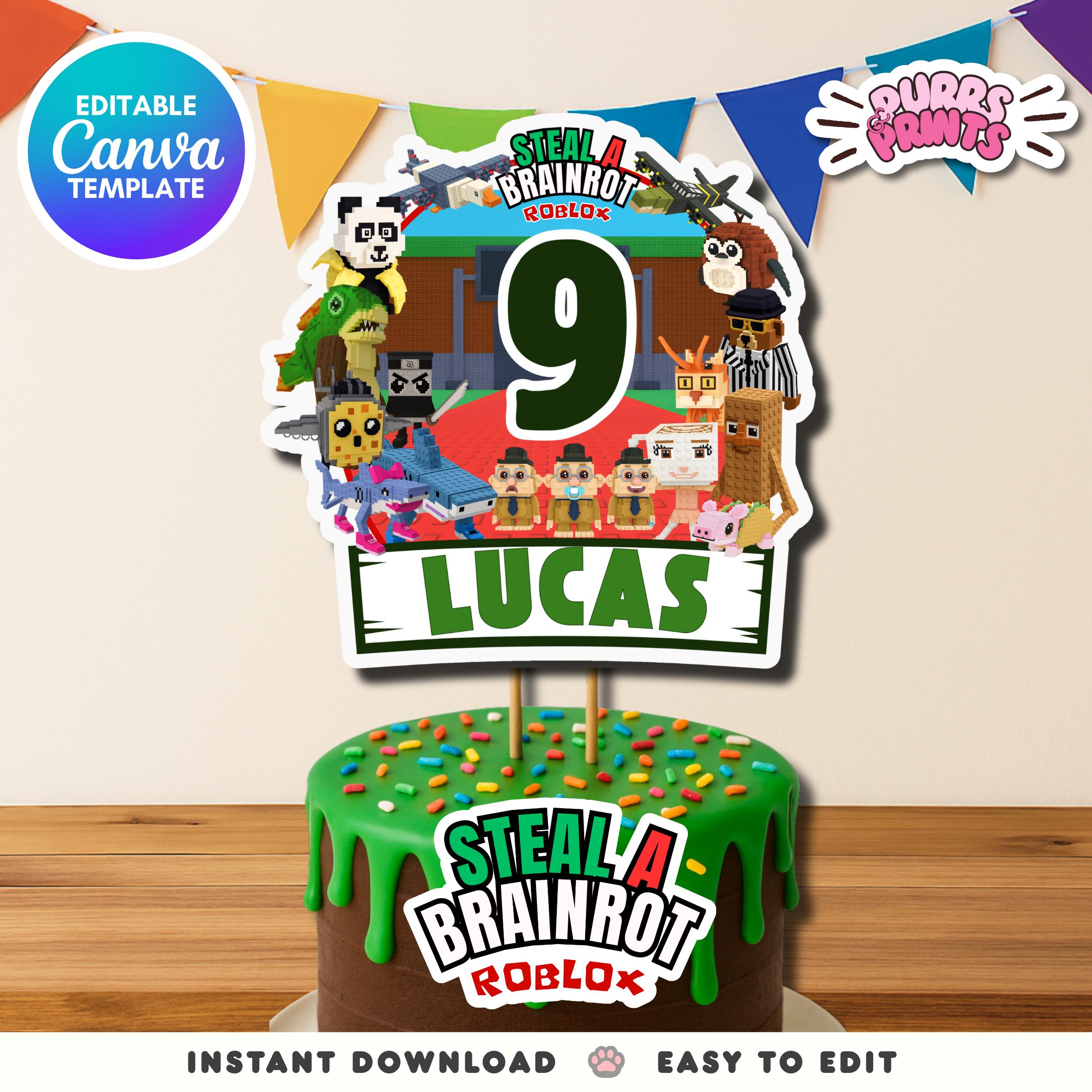 Editable Italian Brainrot Cake Topper | Roblox Steal a Brainrot Party ...