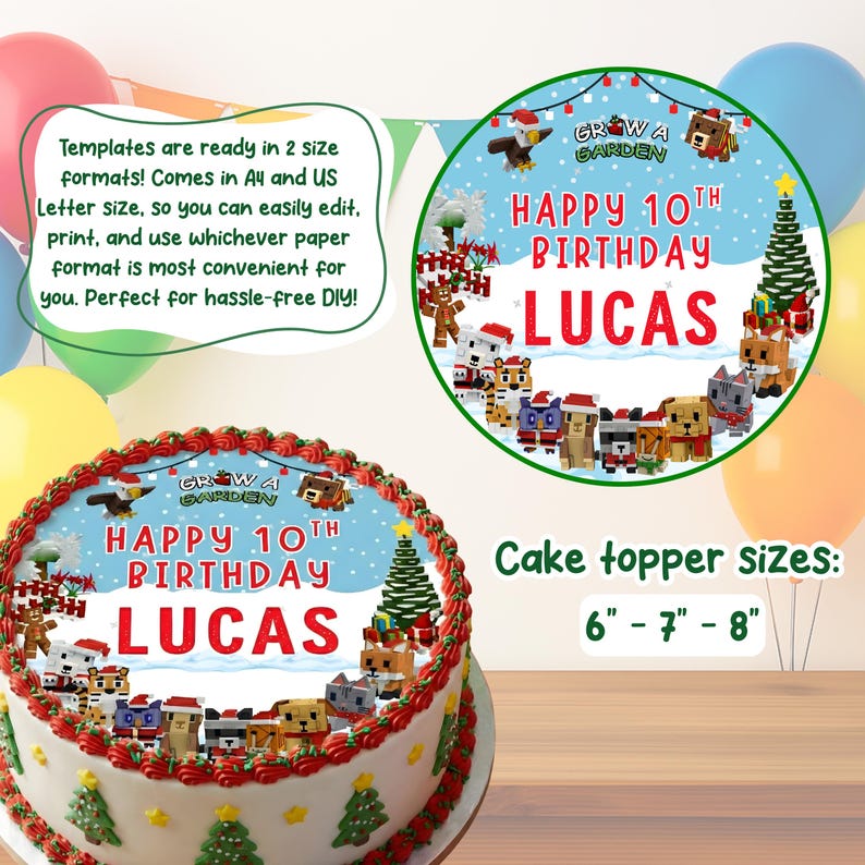 Roblox Grow a Garden Christmas Edible Cake Topper | Editable Canva ...