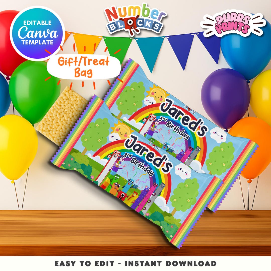 Editable Numberblocks Rice Krispies Template, Birthday Party Favor ...