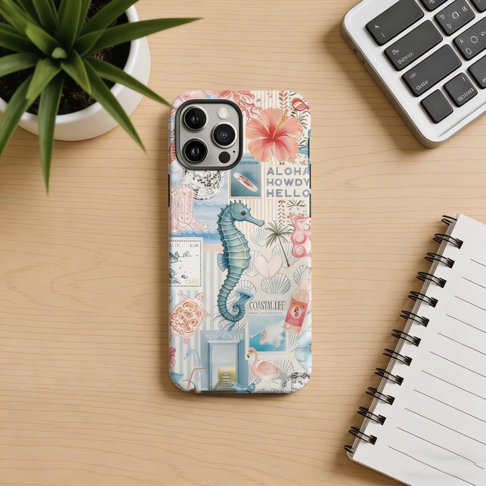 Beachy Blue Coquette Coastal Collage Preppy Cute Aesthetic Case, Summer ...