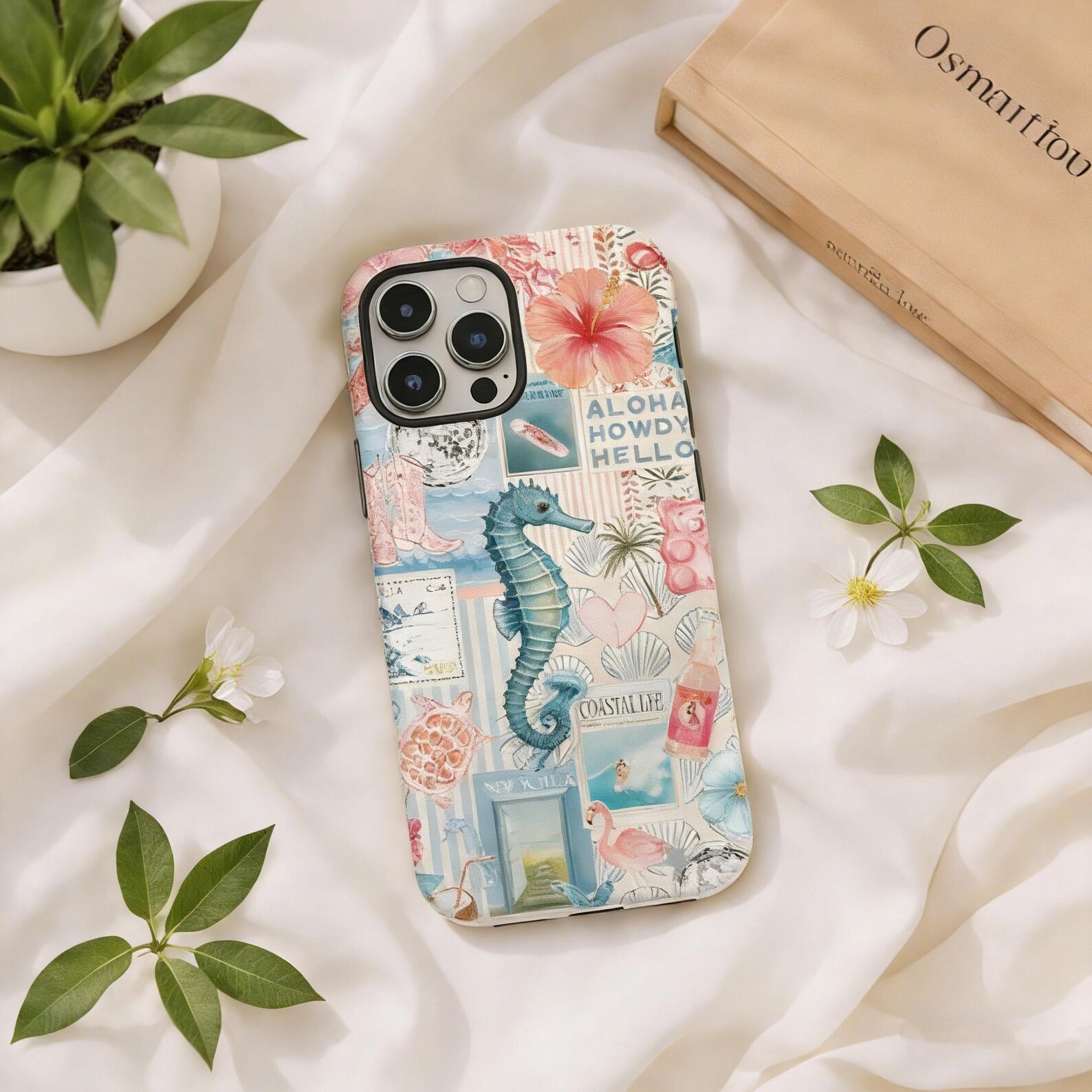 Beachy Blue Coquette Coastal Collage Preppy Aesthetic Case, Summer ...