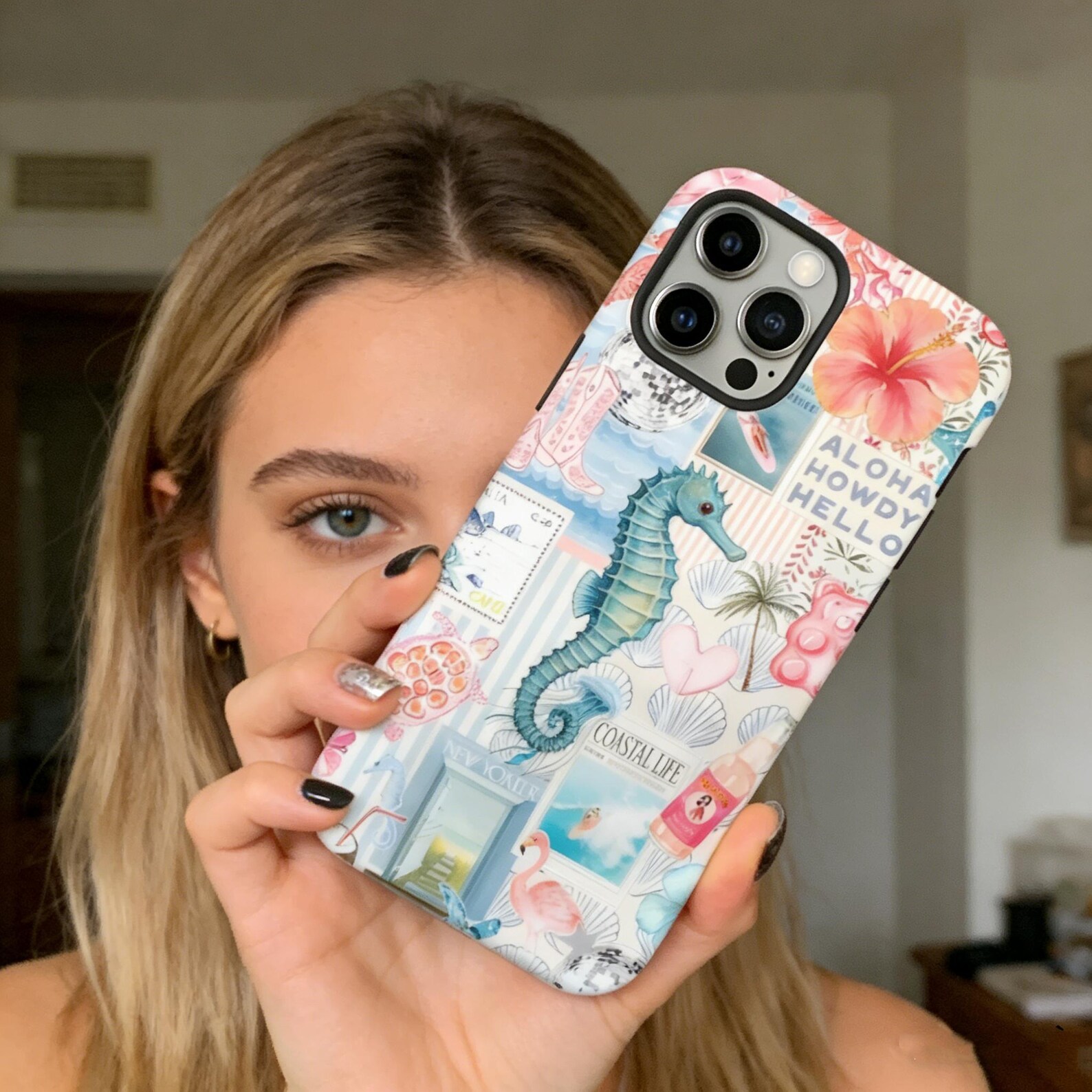 Beachy Blue Coquette Coastal Collage Preppy Cute Aesthetic Case, Summer ...
