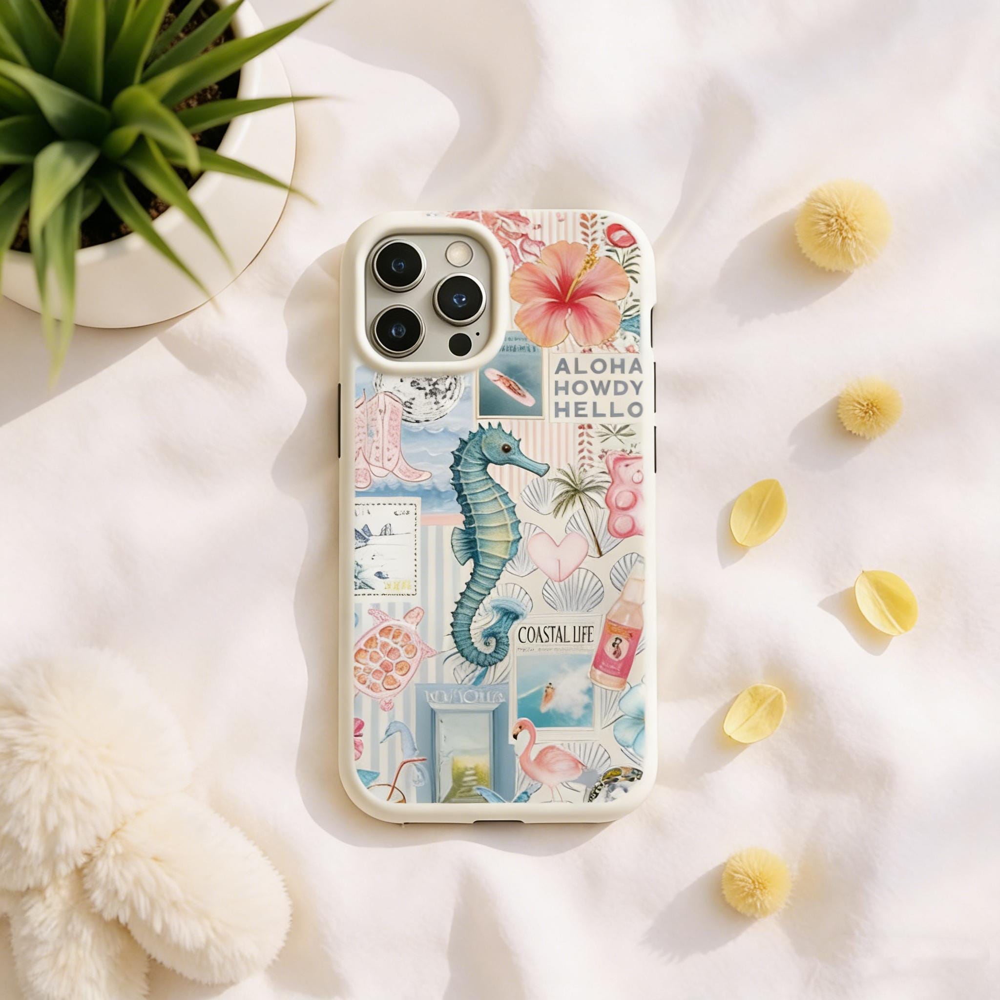 Beachy Blue Coquette Coastal Collage Preppy Cute Aesthetic Case, Summer ...