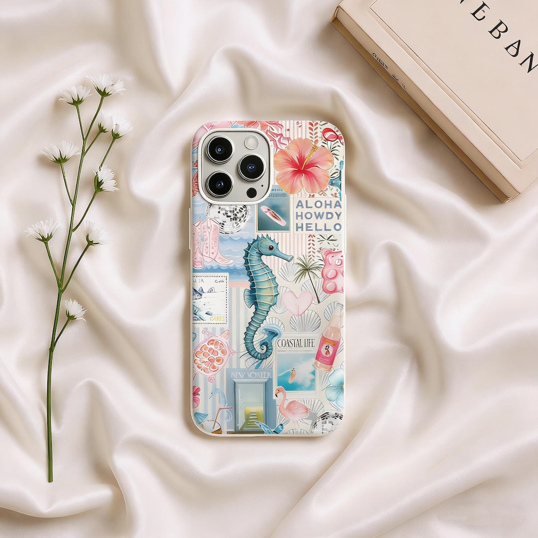 Beachy Blue Coquette Coastal Collage Preppy Cute Aesthetic Case, Summer ...